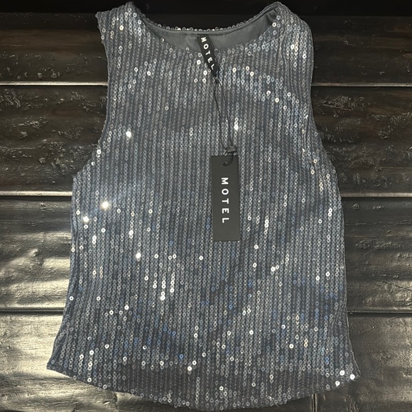 Motel Rocks | Tops | Motel Rocks Gray Sequin Sleeveless Tank Top | Poshmark